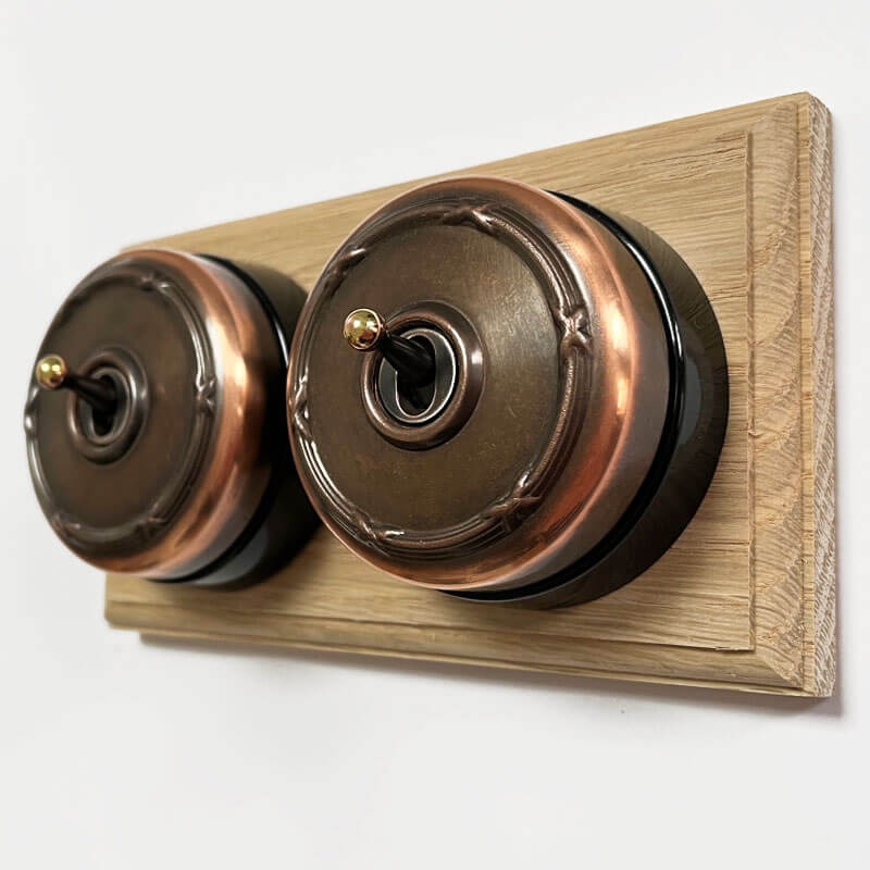 Reed and Ribbon Dome Dolly Light Switch 2 Gang Renovated Copper ...