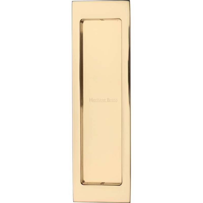 Heritage Rectangular Flush Door Pull C1872 Polished Brass Lacquered - Broughtons Lighting ...