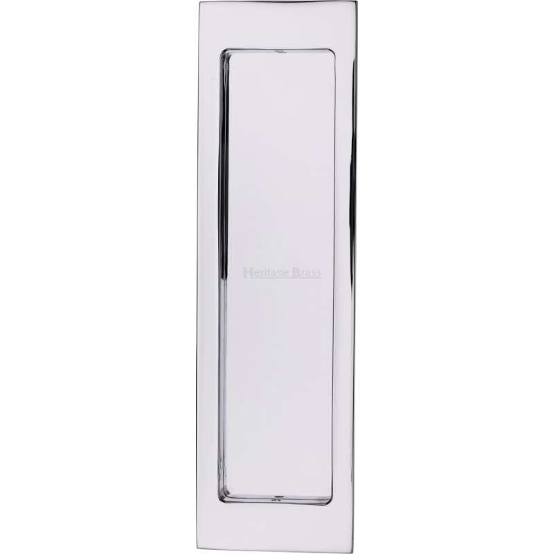 Heritage Rectangular Flush Door Pull C1872 Polished Chrome - Broughtons Lighting & Ironmongery