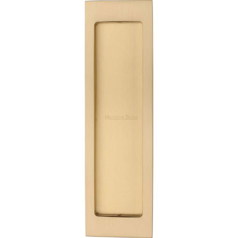 Heritage Rectangular Flush Door Pull C1872 Satin Brass - Broughtons Lighting & Ironmongery