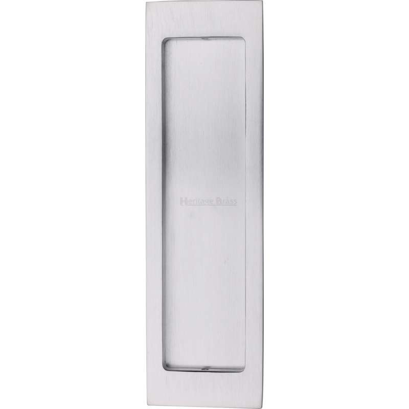 Heritage Rectangular Flush Door Pull C1872 Satin Chrome - Broughtons Lighting & Ironmongery