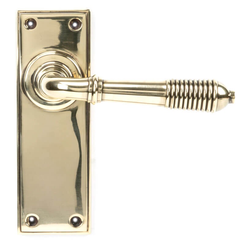From The Anvil Reeded Lever Latch Set Aged Brass - Broughtons Lighting ...