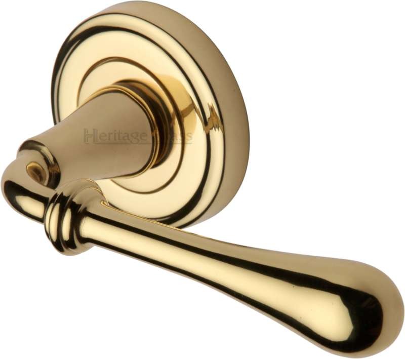 Heritage Roma Round Rose Door Handles V7155 Polished Brass Lacq ...