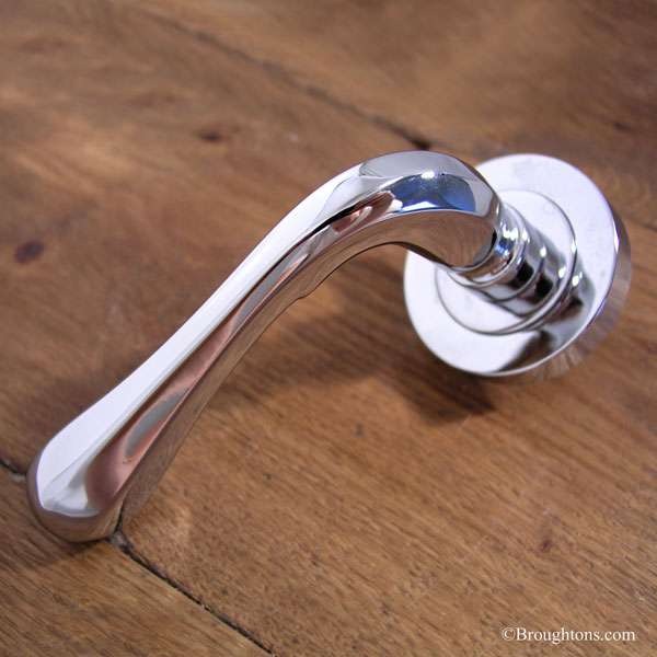 Round Rose Door Handles Stella Polished Chrome - Broughtons Lighting ...