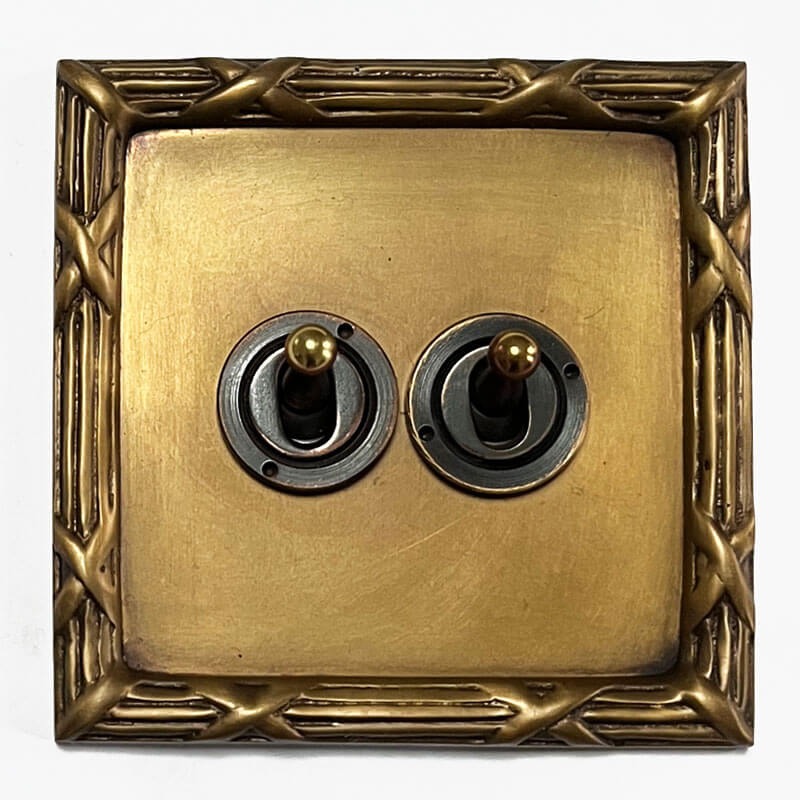 Reed and Ribbon Dolly Switch 2 Gang Antique Satin Brass - Broughtons ...