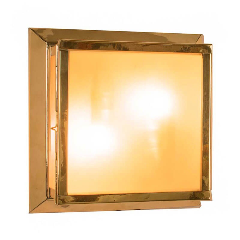 Deco Square Bulkhead Light Polished Brass Unlacquered - Broughtons ...