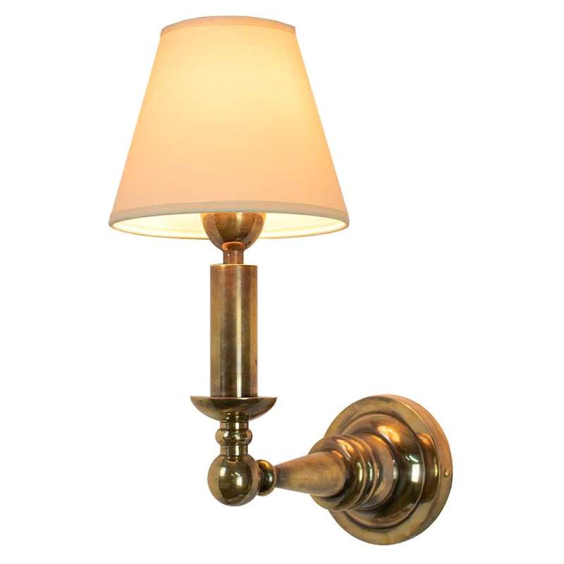 Steamer Dining Wall Light Renovated Brass With Ivory Shade - Broughtons ...