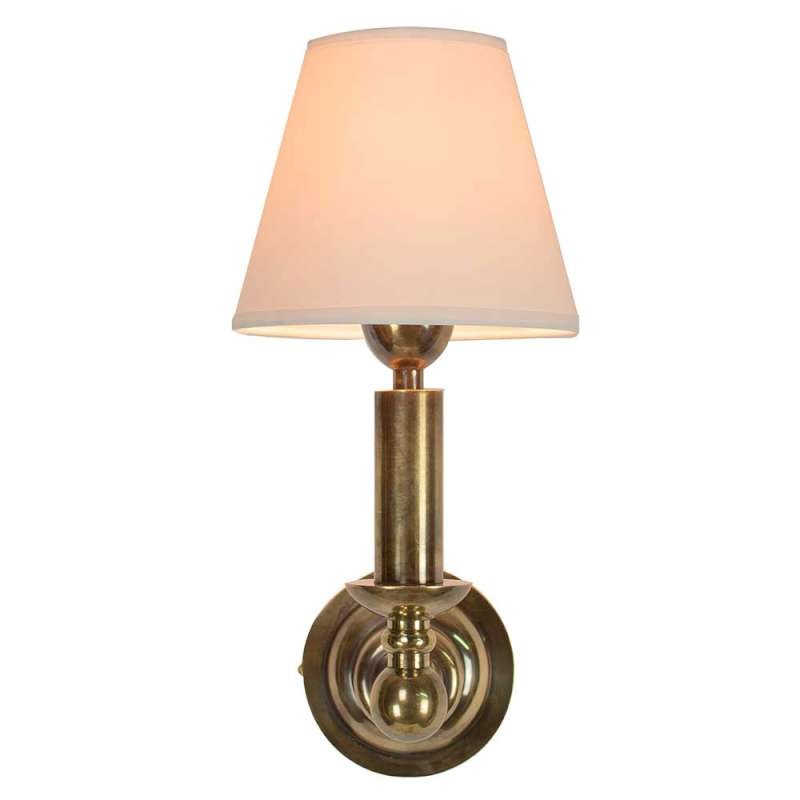 Steamer Dining Wall Light Renovated Brass With White Shade - Broughtons ...