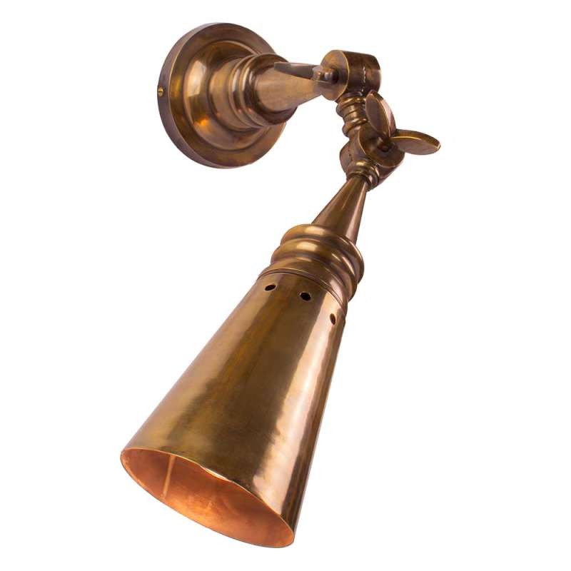 Steamer Double Adjustable Wall Light Renovated Brass - Broughtons ...