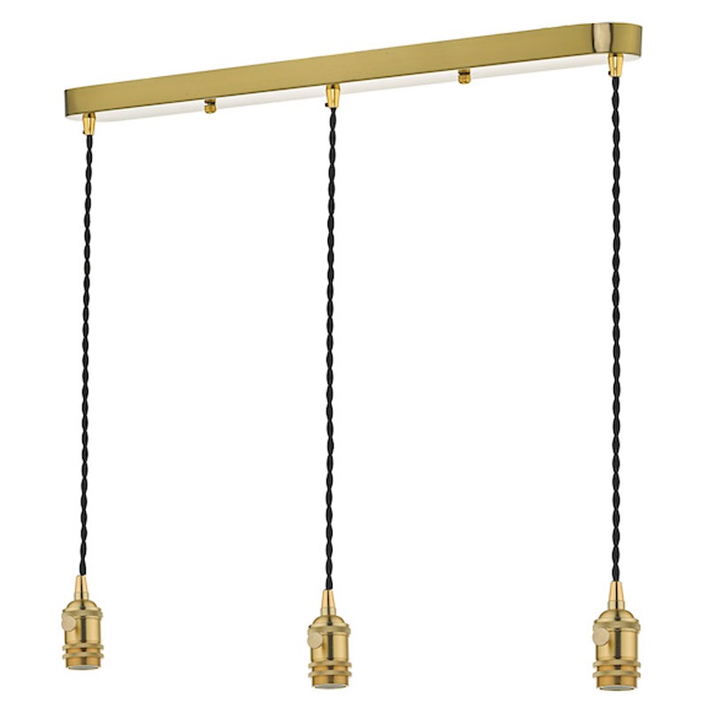DAR 3 Light Suspension Bar Natural Brass - Broughtons Lighting ...