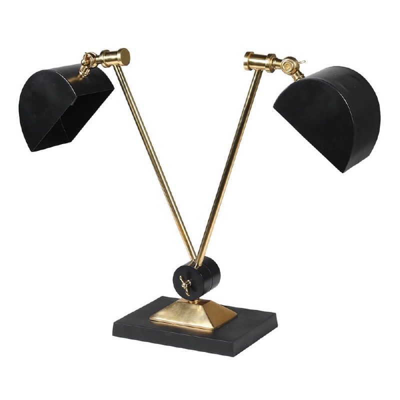 Twin Head Desk/Library Lamp 422 Black & Brass - Broughtons Lighting ...