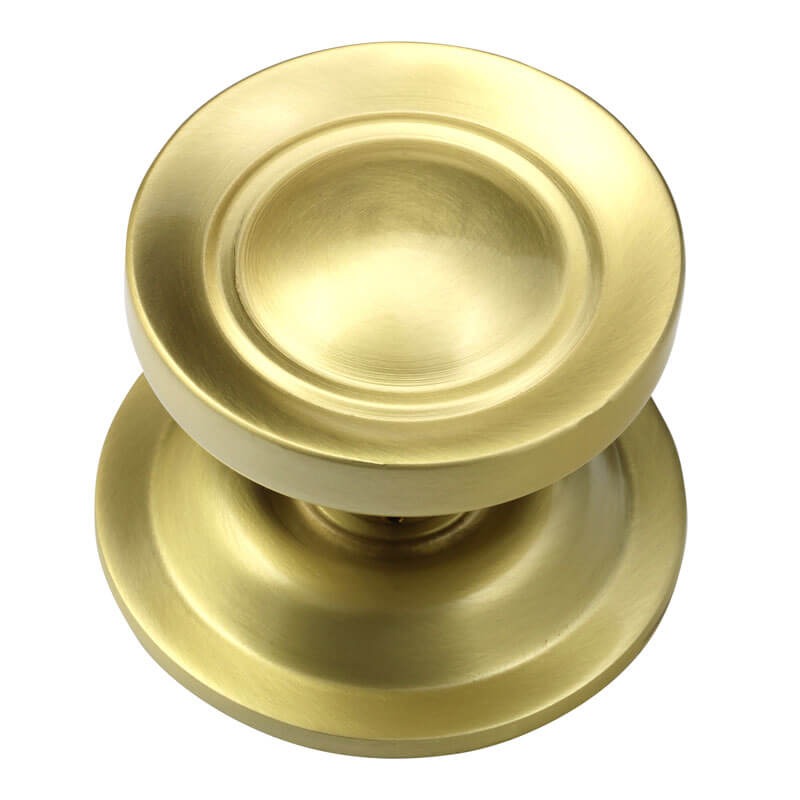 Victorian Concave Centre Door Knob Satin Brass - Broughtons Lighting & Ironmongery
