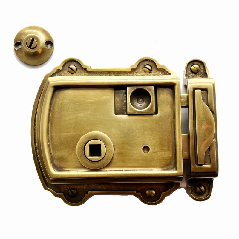 Victorian Rim Latch 4" with Emergency Release Renovated Brass ...