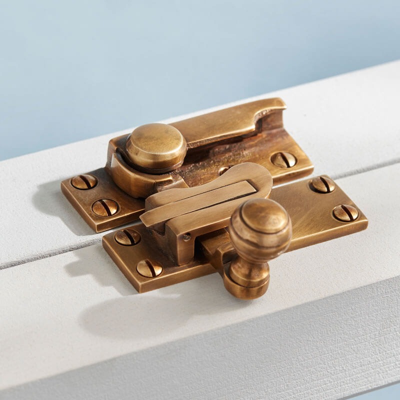 Sash Fastener Antique Satin Brass - Broughtons Lighting & Ironmongery