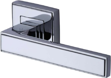 Heritage Linear Square Rose Door Handles DEC5430 Polished Chrome ...