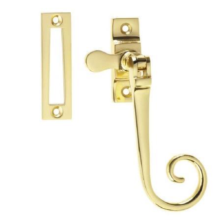 Monkey Tail Window Handle Mortice Plate Polished Brass Unlacquered ...