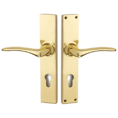 Ockham Multipoint Door Handles Left Hand Polished Brass Unlacquered ...