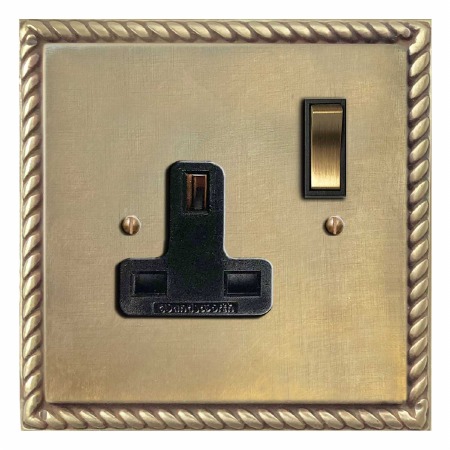 Georgian Switched Socket 1 Gang Antique Satin Brass - Broughtons ...