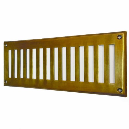 Plain Slotted Air Vent with Bevel Edge 10" x 4" Antique Satin Brass ...