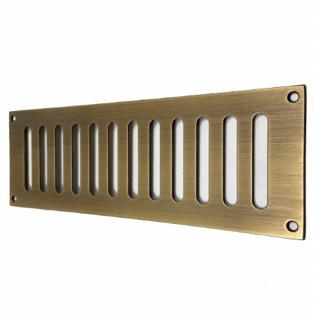 Plain Slotted Air Vent Cover 9" x 3" Antique Brass Unlacquered ...