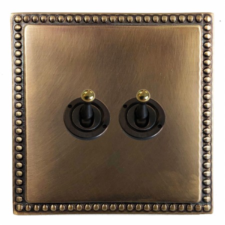 Regency Dolly Switch 2 Gang Hand Aged Brass - Broughtons Lighting ...