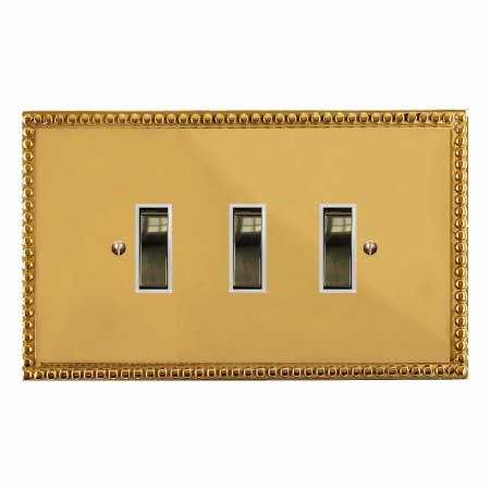 Regency Rocker Light Switch 3 Gang Polished Brass Lacquered & White ...