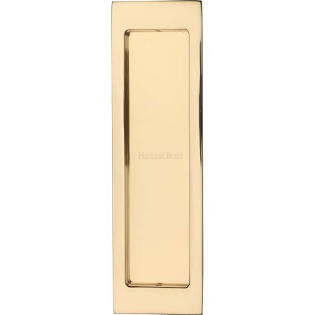 Heritage Rectangular Flush Door Pull C1872 Polished Brass Lacquered - Broughtons Lighting ...