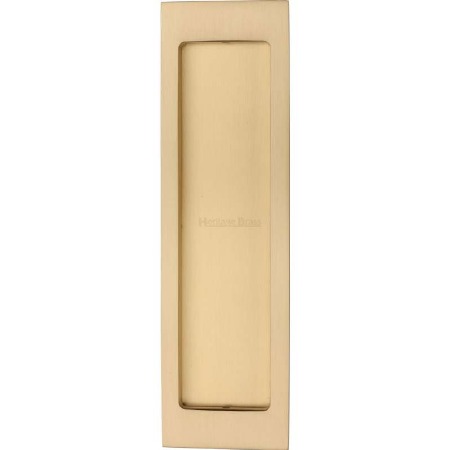 Heritage Rectangular Flush Door Pull C1872 Satin Brass - Broughtons Lighting & Ironmongery