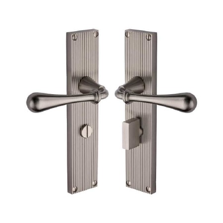 Heritage Roma Reeded Bathroom Door Handles Satin Nickel - Broughtons ...