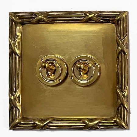 Reed and Ribbon Dolly Switch 2 Gang Renovated Brass - Broughtons ...