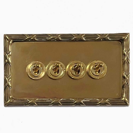 Reed and Ribbon Dolly Switch 4 Gang Renovated Brass - Broughtons ...