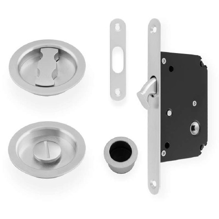 Sliding Door Lock Set Satin Chrome - Broughtons Lighting & Ironmongery