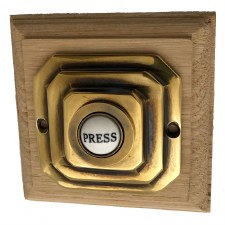 Art Deco Square Bell Push Renovated Brass - Broughtons Lighting ...