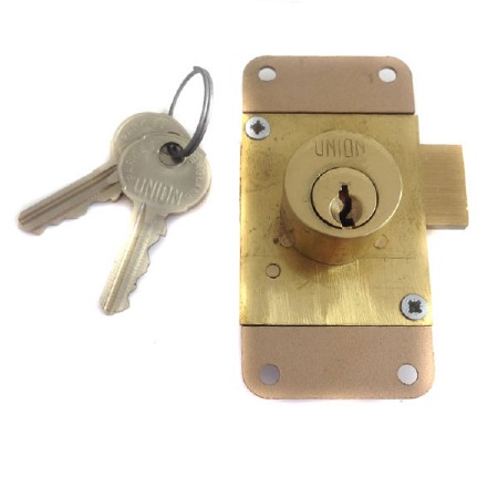 Union Cupboard Lock 76mm Polished Brass - Broughtons Lighting & Ironmongery
