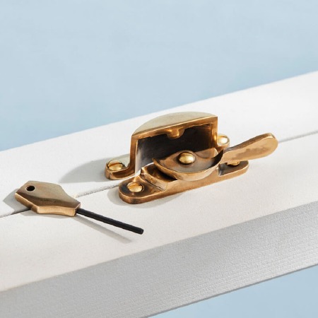 Locking Fitch Fastener Renovated Brass - Broughtons Lighting & Ironmongery