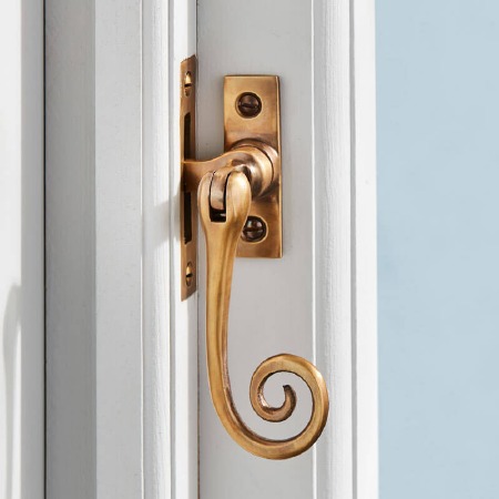 Rat Tail Window Handle Antique Satin Brass - Broughtons Lighting ...