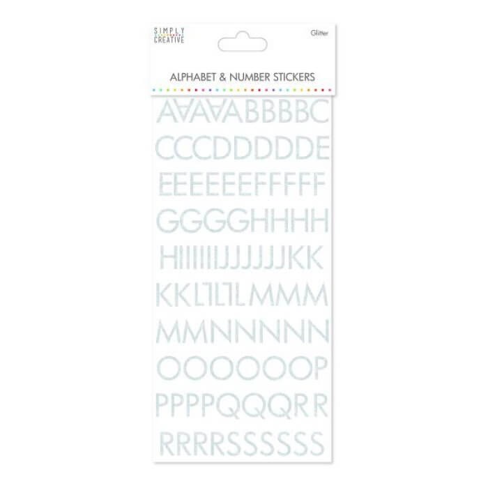 Simply Creative Alphabet & Number Stickers - Skinny Glitter Silver - K ...