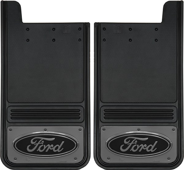 Rear Mud Flap Ford Logo with Gunmetal Finish 12"x23" - Hitch Warehouse