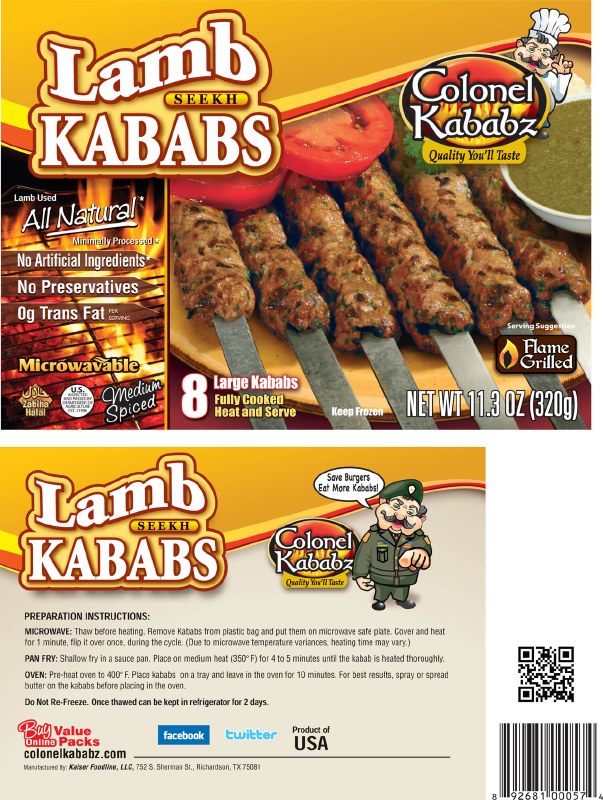 colonel kababz lamb 320g - Subhlaxmi Grocers