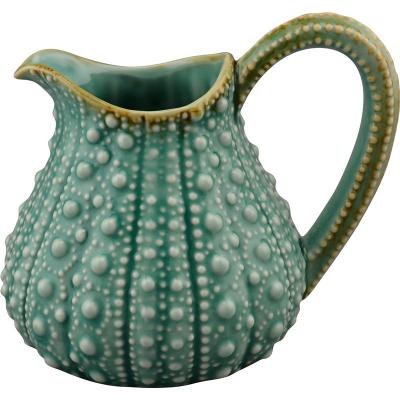8" Ceramic Turquoise Urchin Pitcher - Wilford & Lee Home Accents