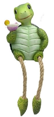 8" Turtle With a Purple Drink Shelf Sitter - Wilford & Lee Home Accents