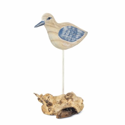 14" Blue and Natural Sandpiper on a Driftwood Base Statue - Wilford ...
