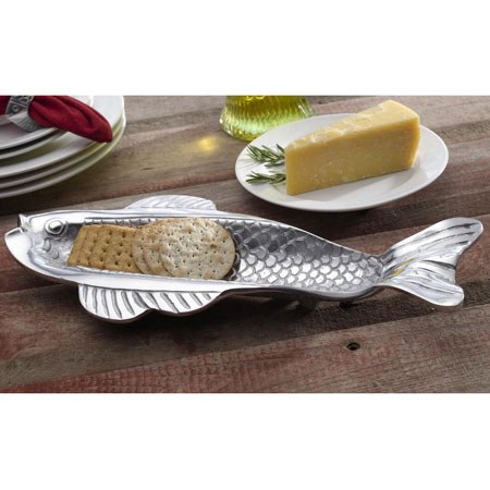 14" Aluminum Textured Fish Cracker Tray - Wilford & Lee Home Accents