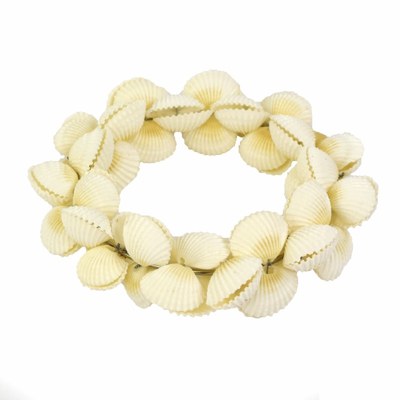 2" White Shell Wrapped Candle Ring - Wilford & Lee Home Accents