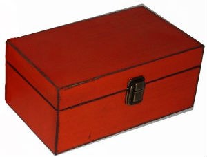 9" Red Orange Wooden Keepsake Box - Wilford & Lee Home Accents
