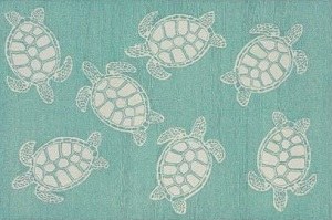 3 ft. 5 in. x 5 ft. 5 in. Aqua Sea Turtles Rug - Wilford & Lee Home Accents