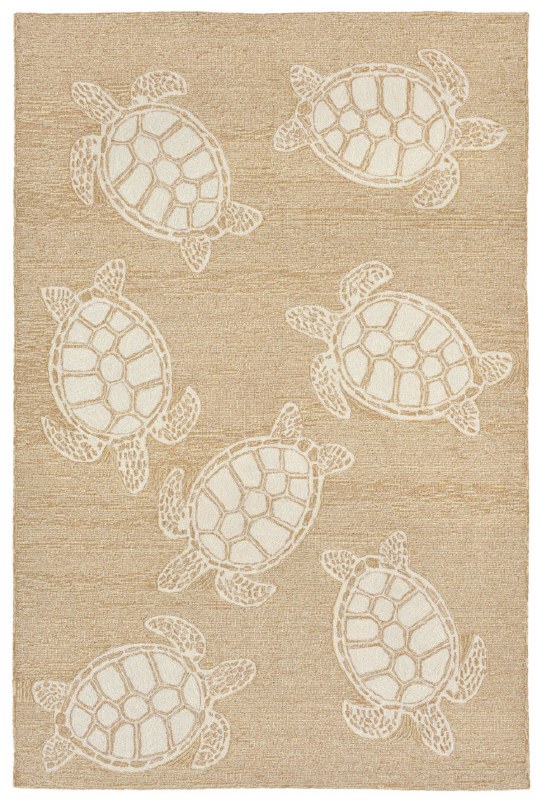 3 ft. 5 in. x 5 ft. 5 in. Neutral and Off White Sea Turtles Rug ...