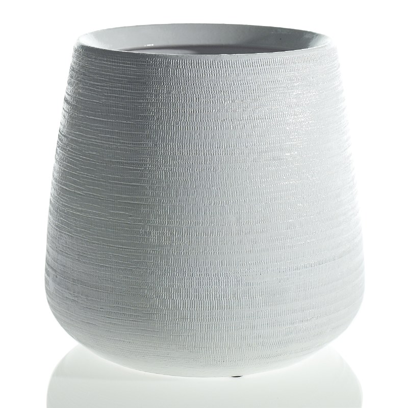 15" Round White Textured Ceramic Benji Pot - Wilford & Lee Home Accents
