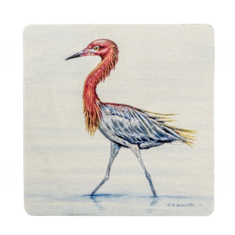4" Square Red and Blue Egret Coaster - Wilford & Lee Home Accents