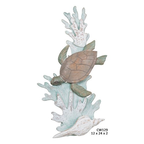 24" Muted Pastel Left Turtle Reef Plaque - Wilford & Lee Home Accents